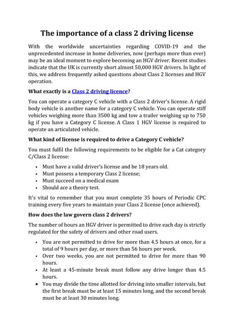 Ppt The Importance Of A Class 2 Driving License Powerpoint