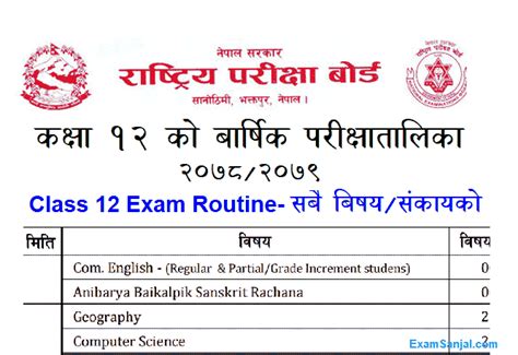 See Class 10 Exam Routine And Class 12 Exam Routine 2077 Neb Exam Sanjal