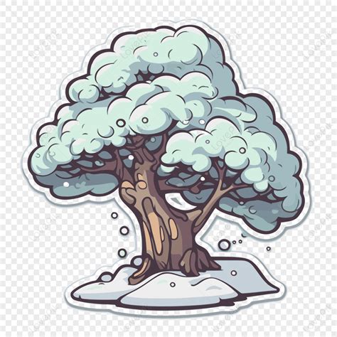 눈 위의 만화 일러스트 나무 스티커 클립 아트 벡터상표 Png 일러스트 무료 다운로드 Lovepik