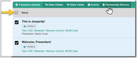 Delete Sessions Conferences Io