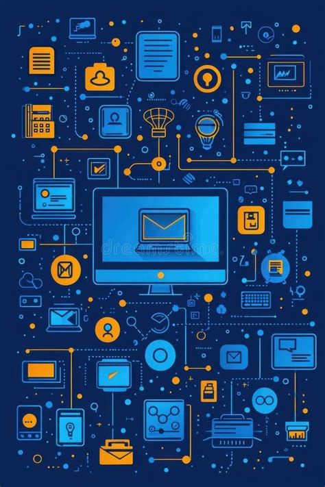 Digital Illustration Depicting Online Communication And Networking Concepts Stock Image Image