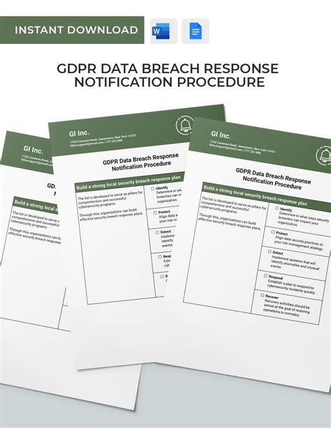 GDPR Data Breach Response Notification Procedure Template In Word