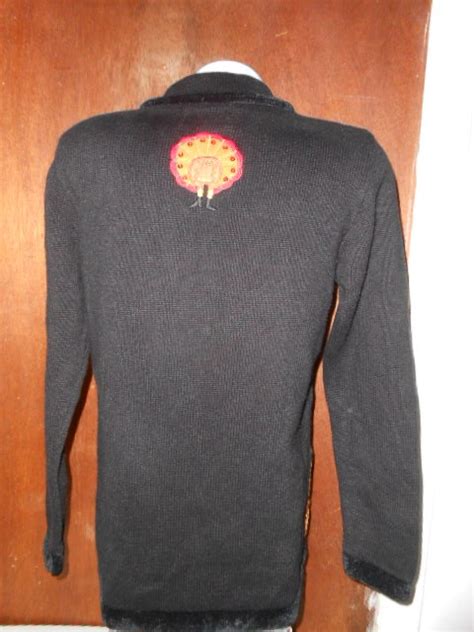 Quacker Factory Turkey Thanksgiving Cardigan Sweater Xs Extra Small
