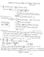 Solns Midterm Sample 218 2011 1 We Find Only The Area For 0 T Pi 2 2