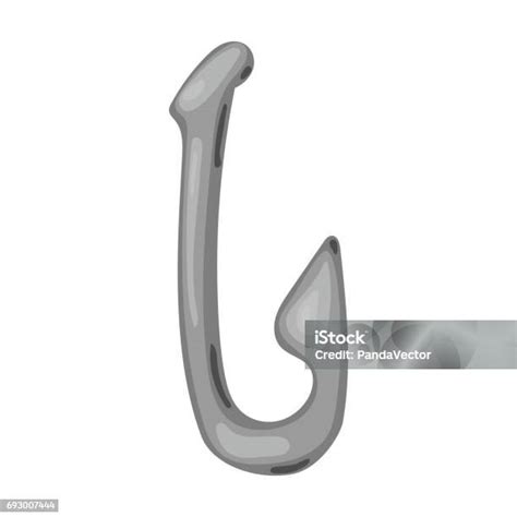 흰색 배경에 고립 된 만화 스타일에 뼈 물고기 후크 아이콘 석기 시대 기호 스톡 벡터 일러스트입니다 가락뼈에 대한 스톡 벡터