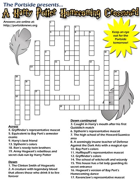 Harry Potter Crossword Printable Jace Printable
