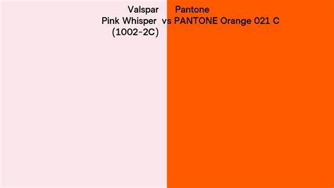 Valspar Pink Whisper 1002 2C Vs Pantone Orange 021 C Side By Side