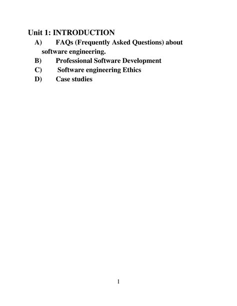 Introduction Of Software Engineering Unit 1 Introduction A Faqs