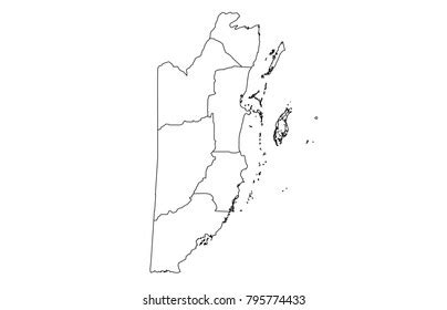 Belize Outline Map Detailed Isolated Vector Stock Vector Royalty Free
