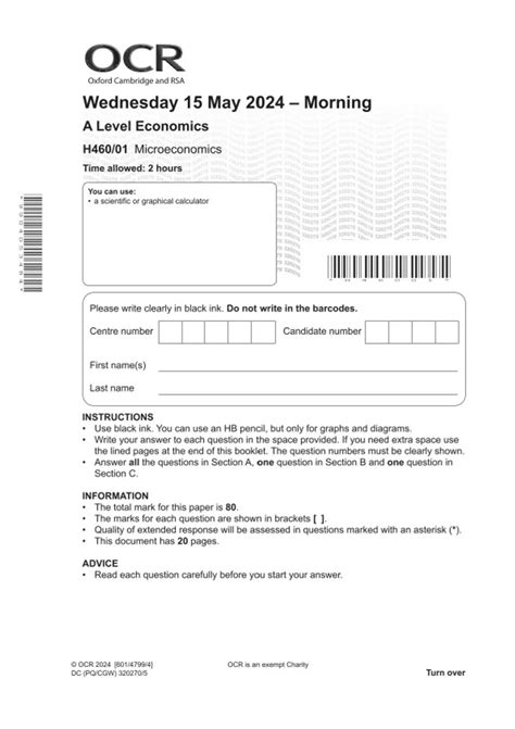 OCR A Level Economics H JUNE QUESTION PAPER AND MARK SCHEME Stuvia US