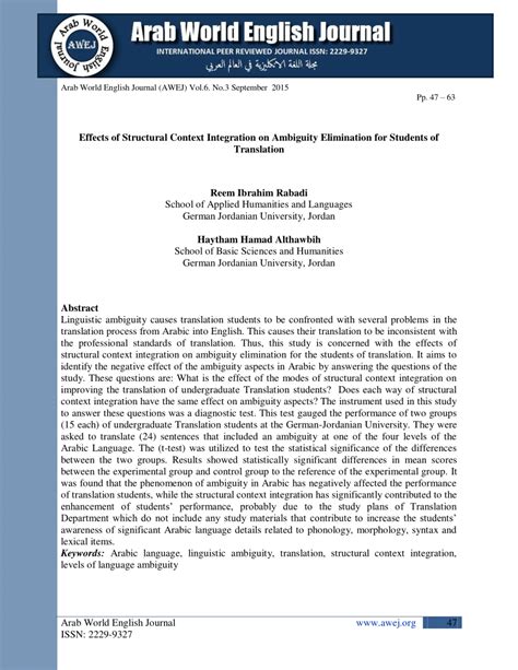 Pdf Effects Of Structural Context Integration On Ambiguity