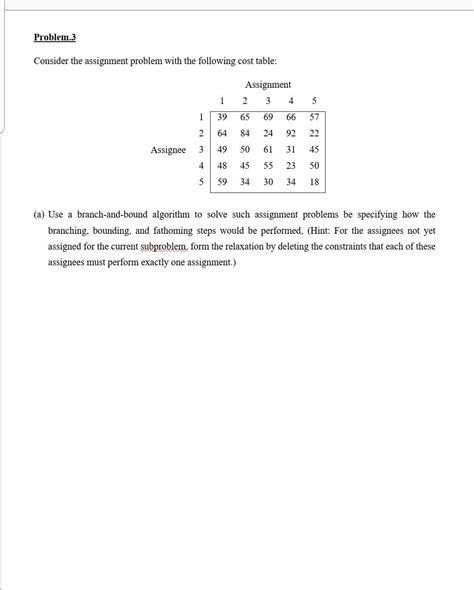 Solved Problem3 Consider The Assignment Problem With The