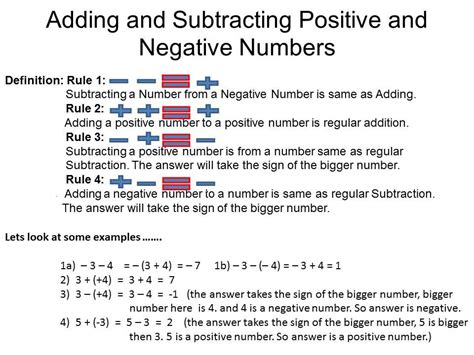 negative number rules adding and subtracting