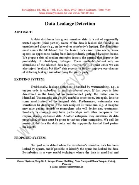 Data Leakage Detection Pdf Object Computer Science Sampling