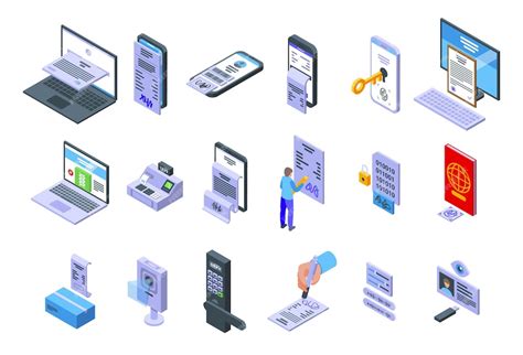 Premium Vector Handwriting Identification Icons Set Isometric Vector