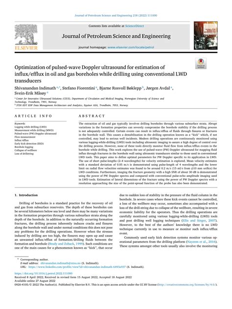 Pdf Optimization Of Pulsed Wave Doppler Ultrasound For Estimation Of