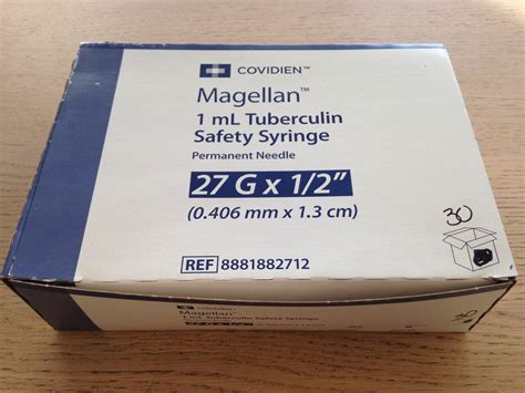 New Covidien 8881882712 1ml Tuberculin Safety Syringe Permanent Needle