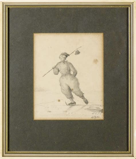 Niet Of Onleesbaar Gesigneerd Potloodtekening Schaatser Verkauft