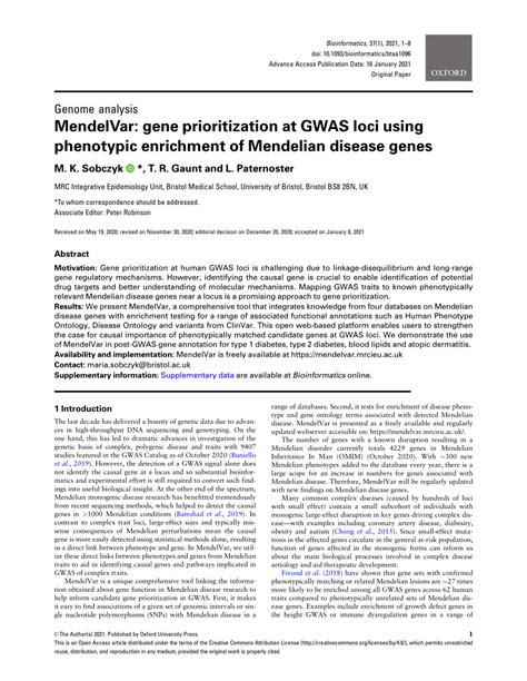 Pdf Mendelvar Gene Prioritization At Gwas Loci Using Phenotypic