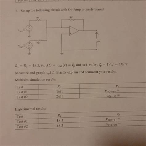 Solved Set Up The Following Circuit With Op Properly Chegg Com