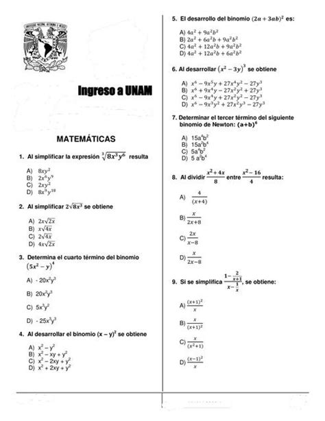 Examen Simulacro UNAM Michelle UDocz