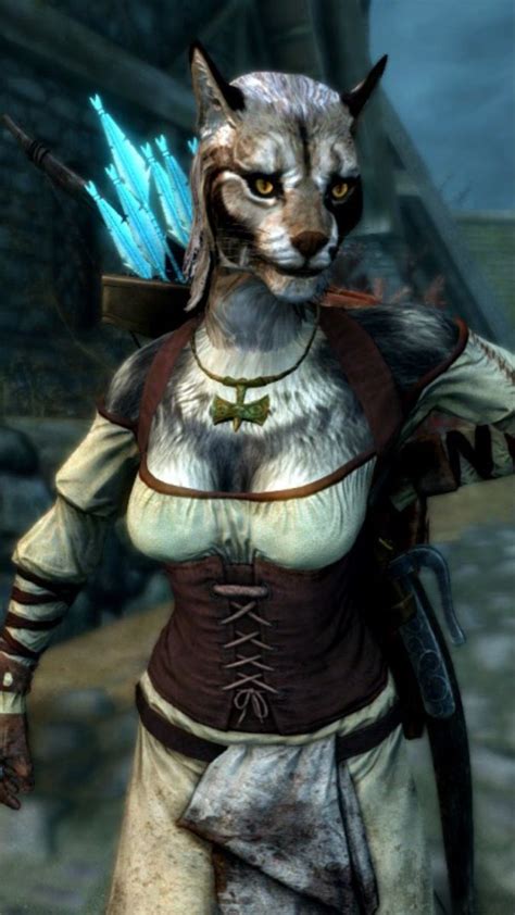 Skyrim Female Khajiit Animais Místicos Arte Animais