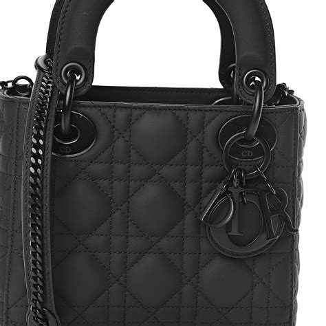 CHRISTIAN DIOR Ultra Matte Calfskin Cannage Mini Lady Dior Black 484768