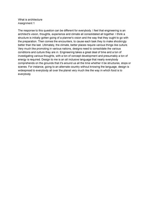Assignment 1 What Is Architecture What Is Architecture Assignment 1
