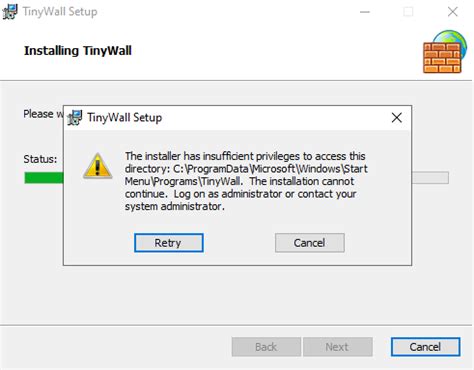 Installer Has Insufficient Privileges To Access This Directory