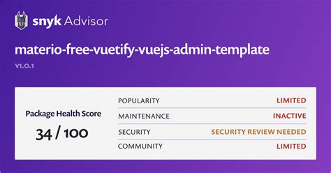materio free vuetify vuejs admin template npm package snyk