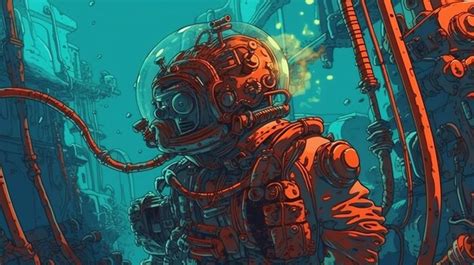 Premium AI Image Robotguided Underwater Exploration Robot Underwater Exploration Fantasy
