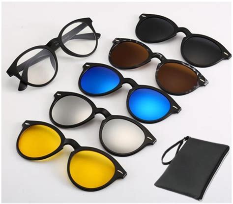 Magnetic Sunglasses Clip On Glasses Unisex Lenses Retro Frame With Set