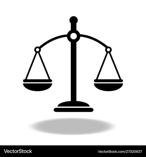 Black Justice Scales Icon Law Balance Symbol Vector Image