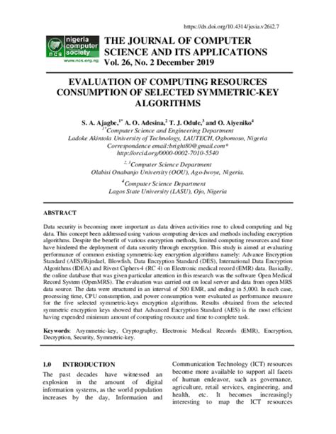 pdf evaluation of computing resources consumption of selected
