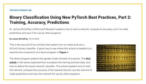 Binary Classification Using New Pytorch Best Practices Part 2
