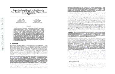 Improving Regret Bounds For Combinatorial Semi Bandits With