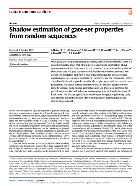 Pdf Shadow Estimation Of Gate Set Properties From Random Sequences