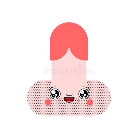 Penis Kawaii Cute Cartoon Funny Character Sweet Male Member Vector Illustration Stock Vector