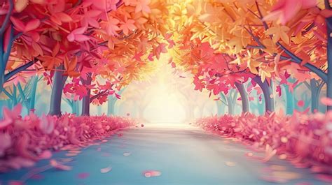 A Cute 3d Cartoon Haunted Forest With Spooky Trees Halloween Premium