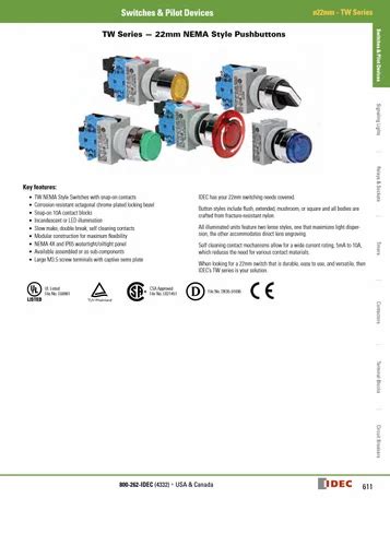 IDEC ABW TW Series Mm Pushbutton Momentary Maintained A IP Multiple Colors At Best