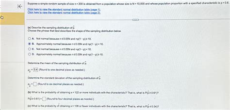 Suppose A Simple Random Sample Of Size N Is Chegg