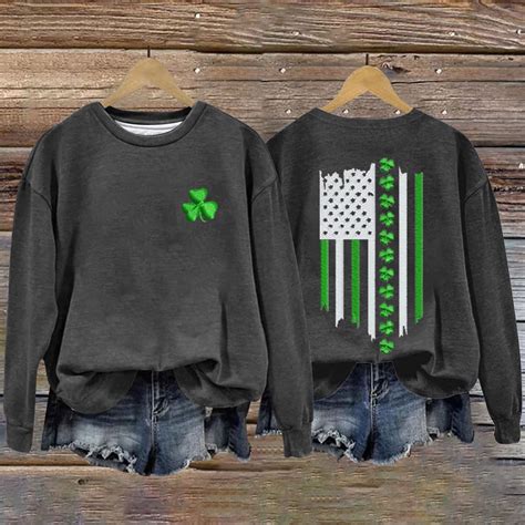 Sksloeg Saint Patricks Day Womens Tops Casual Lucky Shamrock Clover