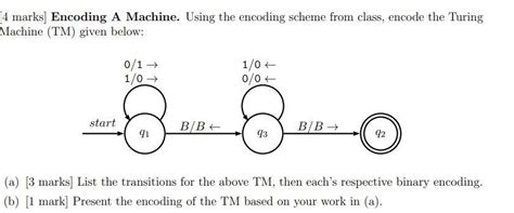 Solved 4 Marks Encoding A Machine Using The Encoding Chegg