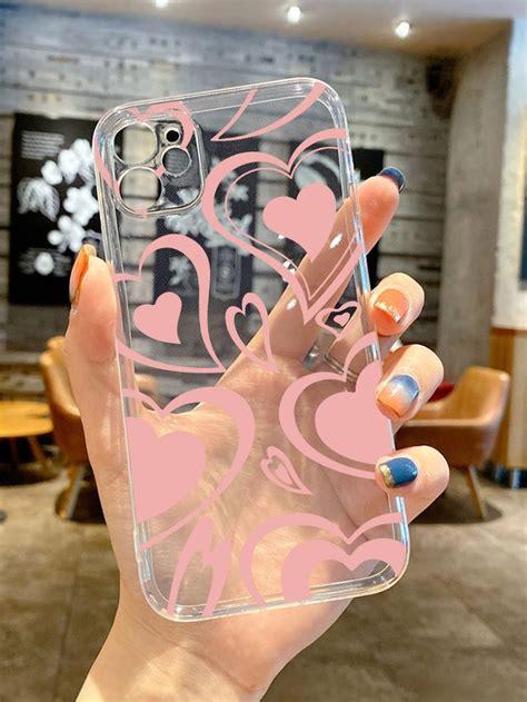 Heart Pattern Clear Phone Case Purple Clear Phone Case Ideas Clear