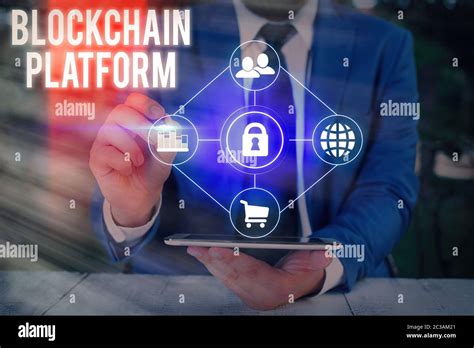 Conceptual Hand Writing Showing Blockchain Platform Concept Meaning