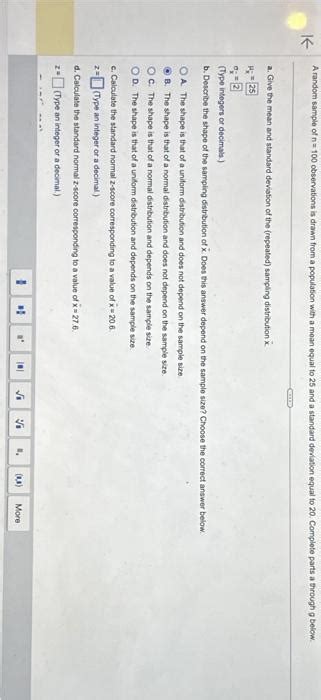 Solved A Random Sample Of N 100 Observations Is Drawn From A