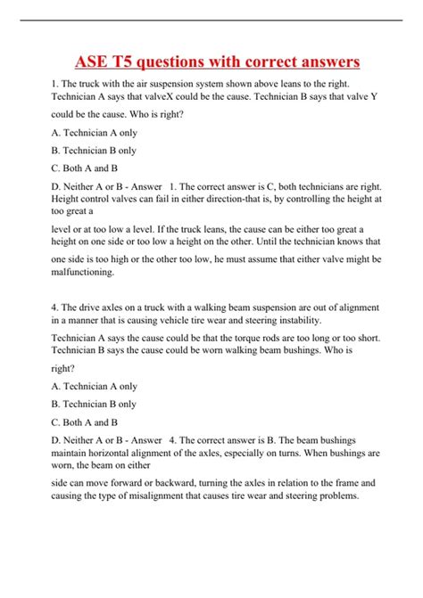 Ase T5 Questions With Correct Answers Ase Stuvia Us