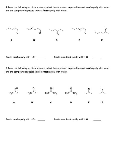 solved 4 from the following set of compounds select the