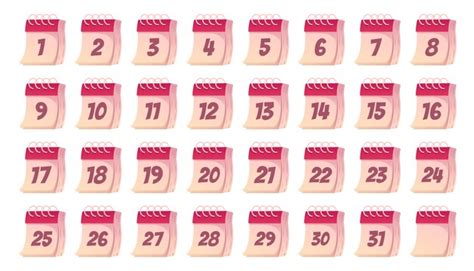 Conjunto De Calendários 31 Dias Do Mês Vetor Premium