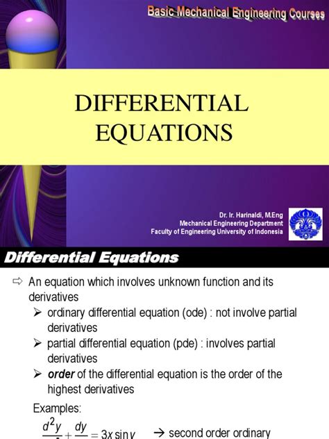 Engineering Mathematics Differential Equations Equations